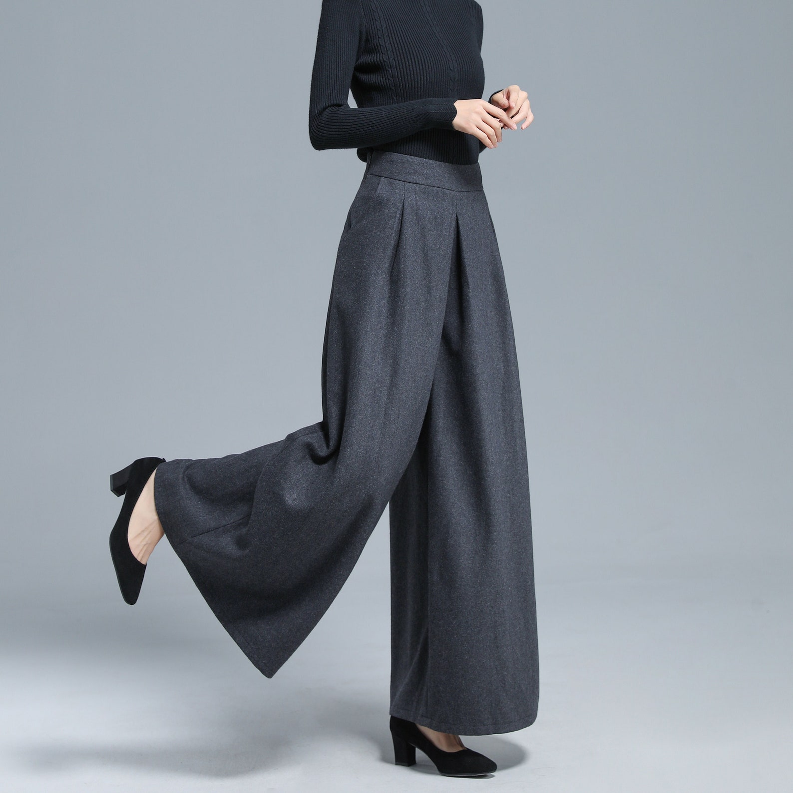 Winter Wool Pants Women Wool Palazzo Pants Wool Culotte - Etsy