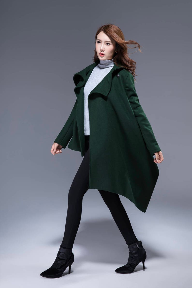 Wool Coat Asymmetrical Coat Winter Coat Womens Cardigan Etsy