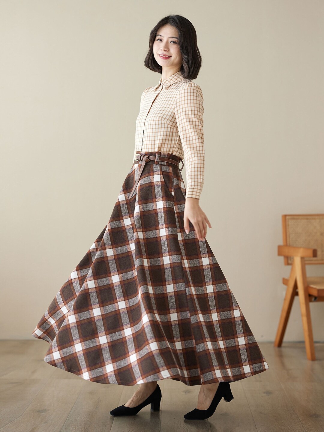 Tartan Wool Skirt, Long Wool Skirt, Maxi Wool Plaid Skirt for Women, A ...
