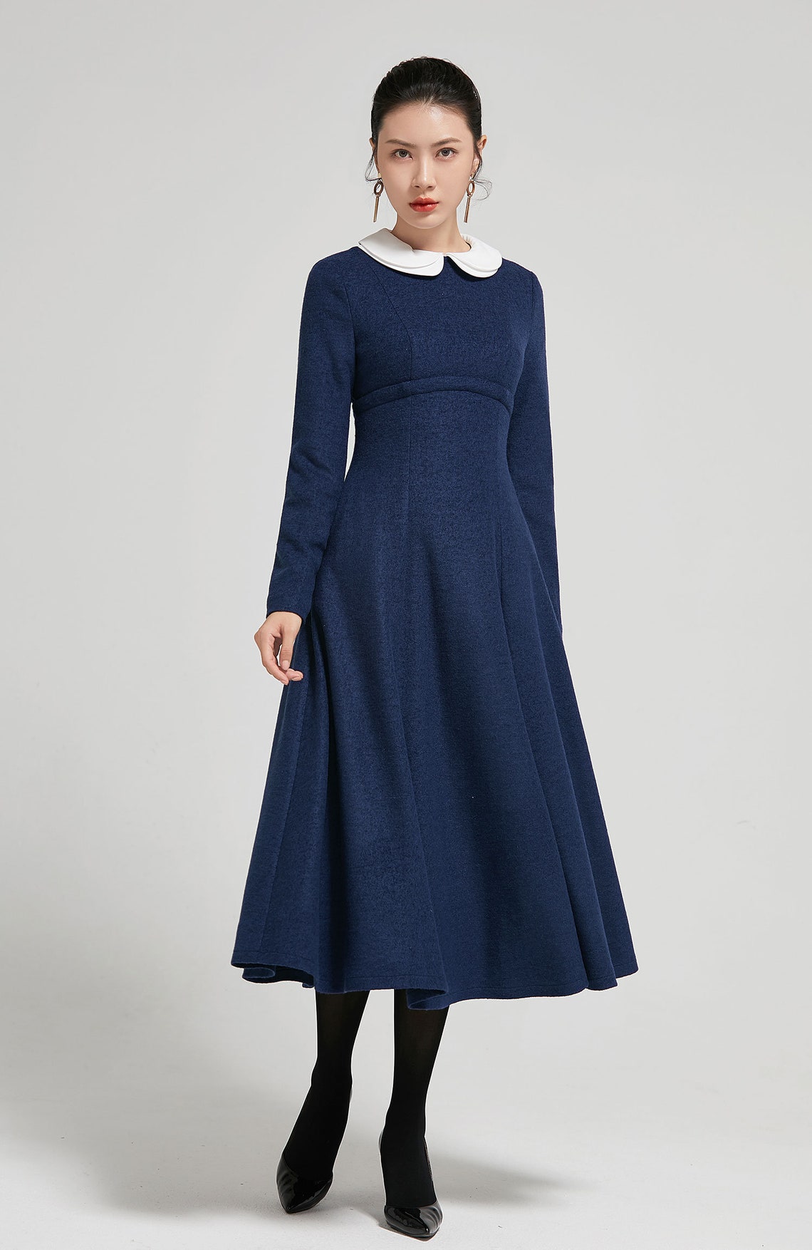 Wool Dress, Prom Dress Long Blue, Womens Dresses Casual, High Waisted ...
