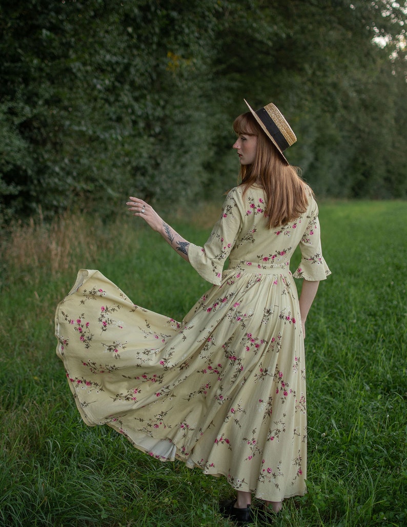 Vintage Inspired Floral Cottagecore Dress Long Linen Dress - Etsy