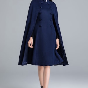 Winter Wool Cape Coat Women Long Wool Cape With Stand Collar - Etsy