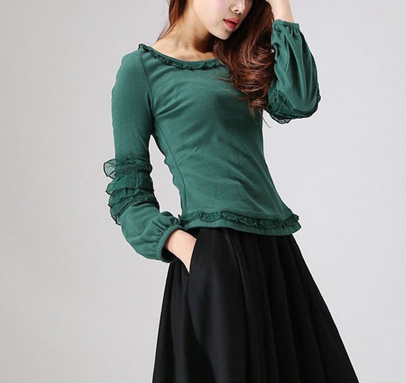 Items similar to Green cotton small cute tops (77611) on Etsy