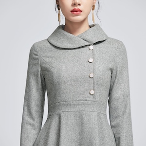 Vintage Inspired Wool Dress, Winter Wool Dress, Grey Wool Dress, Womens ...