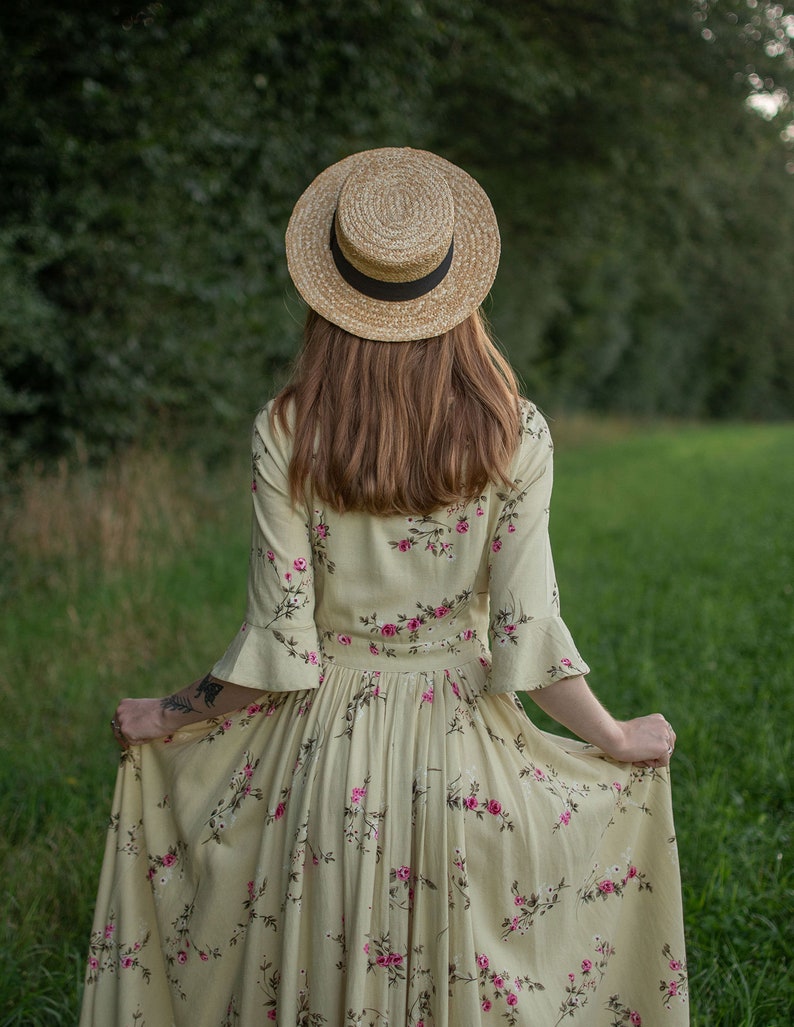 Vintage Inspired Floral Cottagecore Dress Long Linen Dress - Etsy