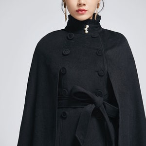 Vintage Inspired Wool Cape Coat With Stand Collar, Wool Cape Coat ...
