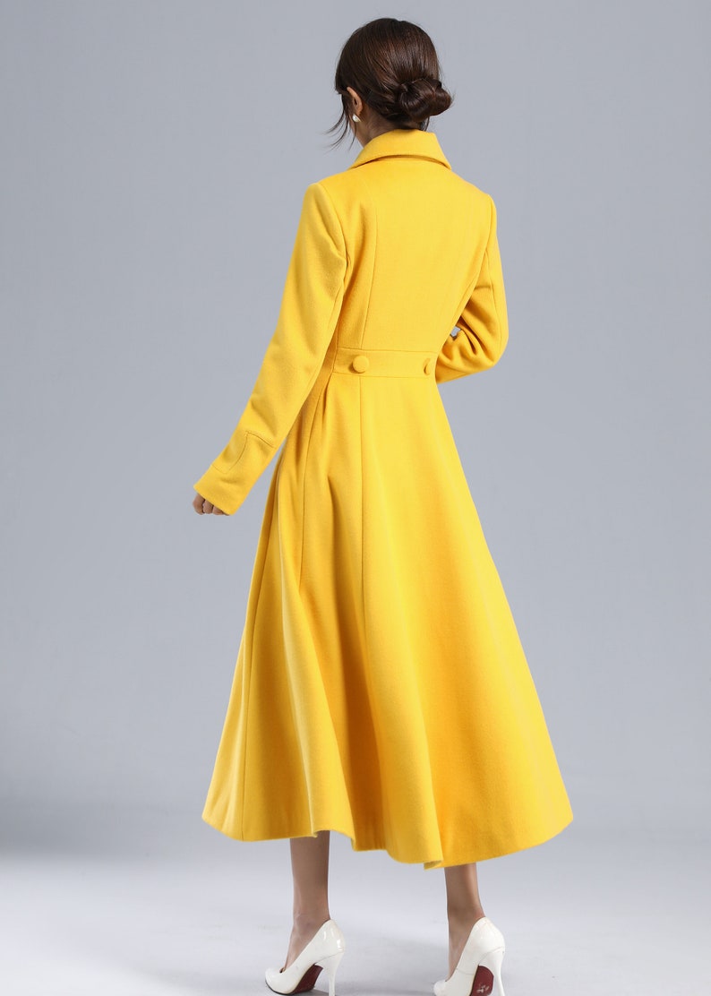 Winter Long Wool Coat Women Yellow Wool Coat Warm Long Coat - Etsy