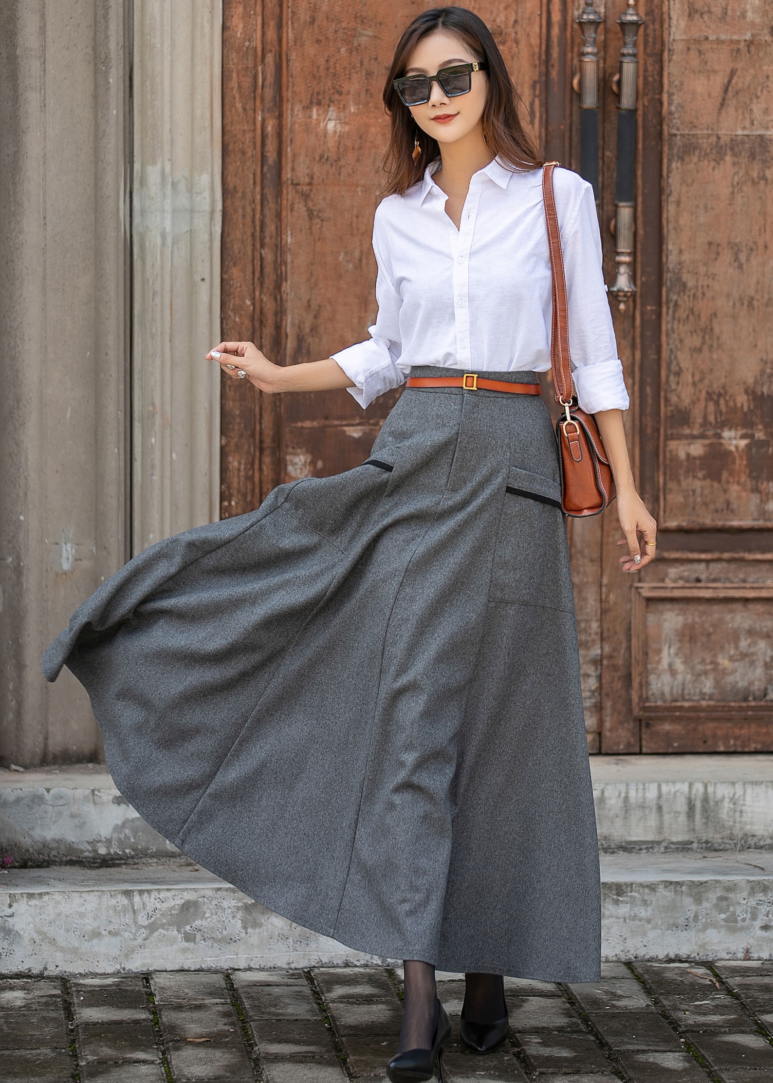 Long Wool Skirt A Line Wool Maxi Skirt Wool Skirt Women Etsy