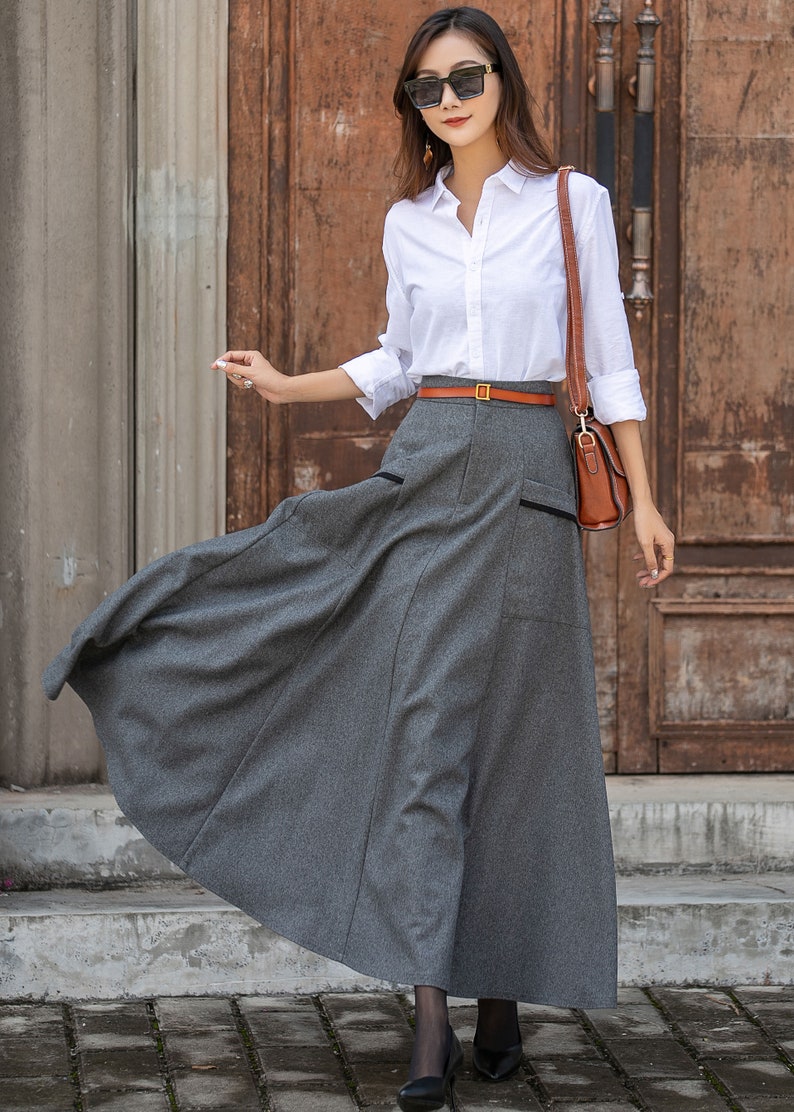 Long Wool Skirt A-line Wool Maxi Skirt Wool Skirt Women - Etsy
