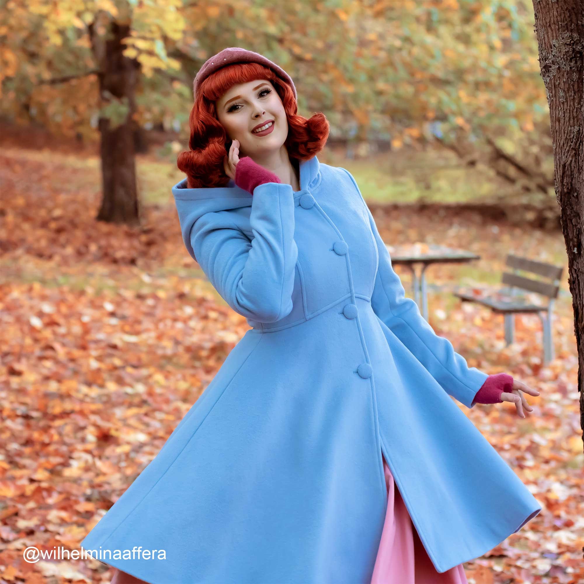 Wool Coat Blue Swing Hooded Princess Coat Womens Winter Etsy