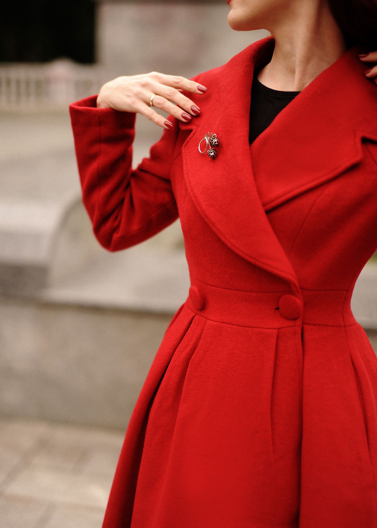 1950s Vintage Inspired Swing Coat Red Long Princess Wool - Etsy