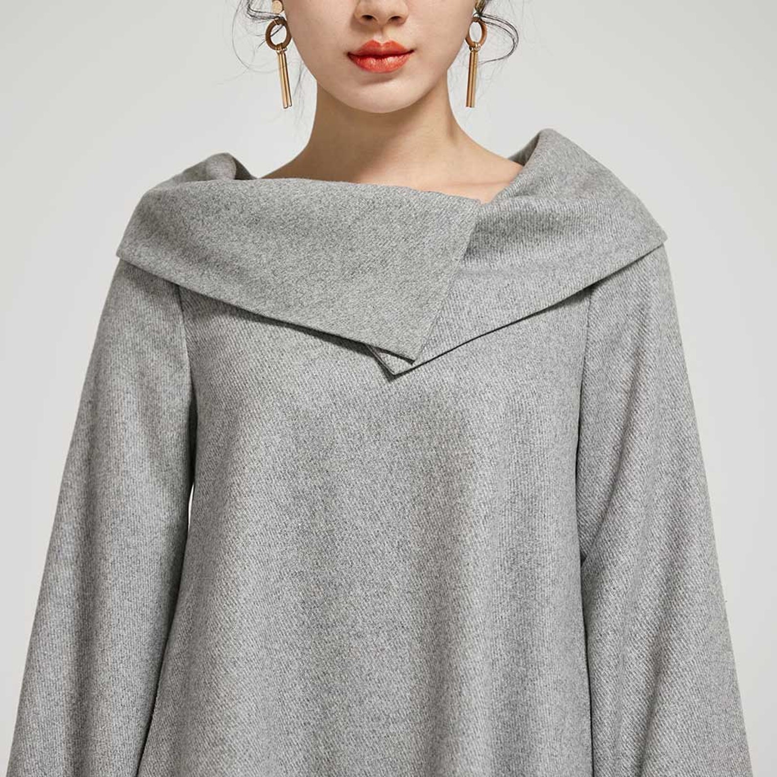 Wool Dress Gray Dress Women Winter Tunic Dress Tunic Dress - Etsy