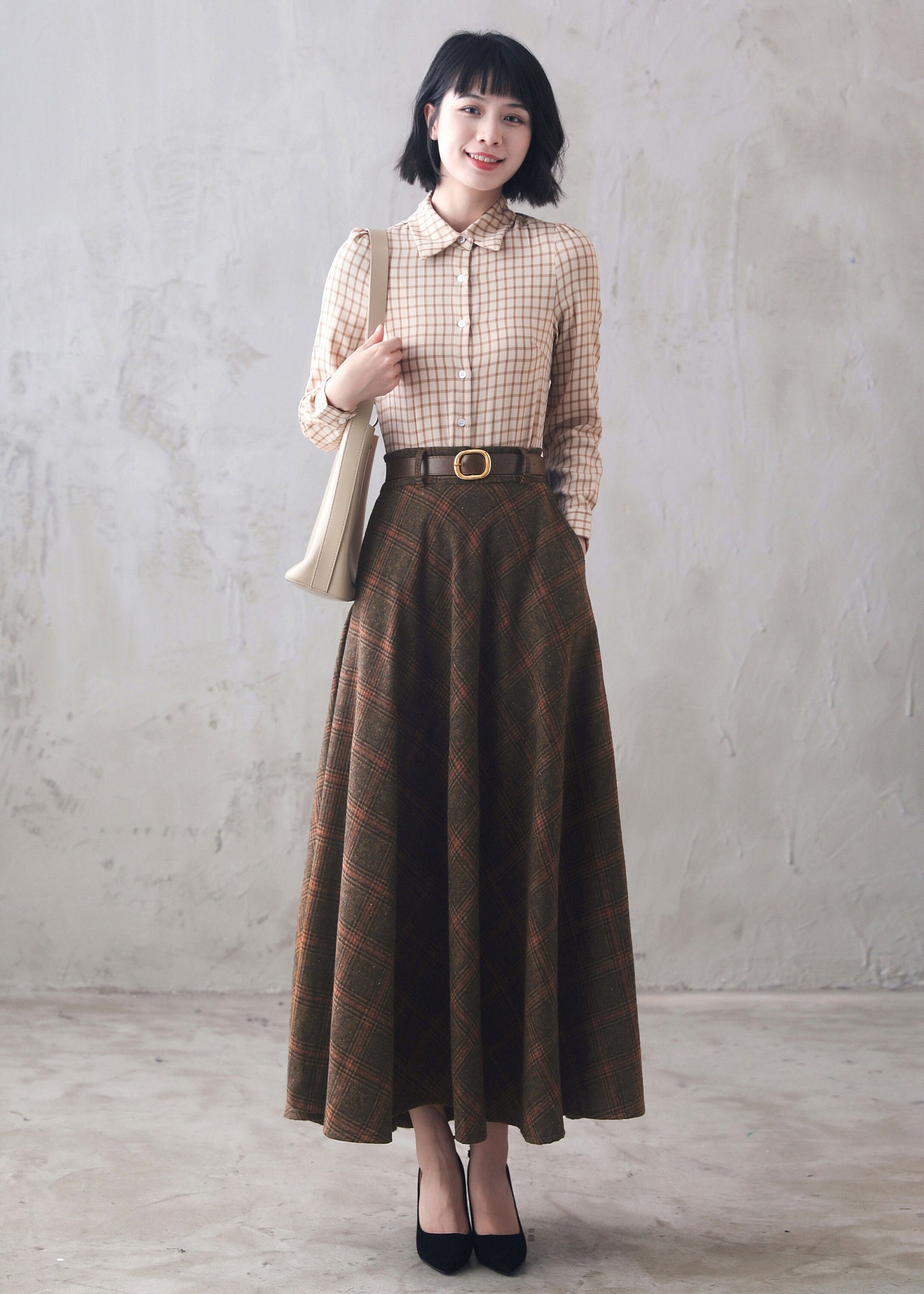 Wool Skirt Long Wool Plaid Skirt Tartan Wool Maxi Skirt Etsy