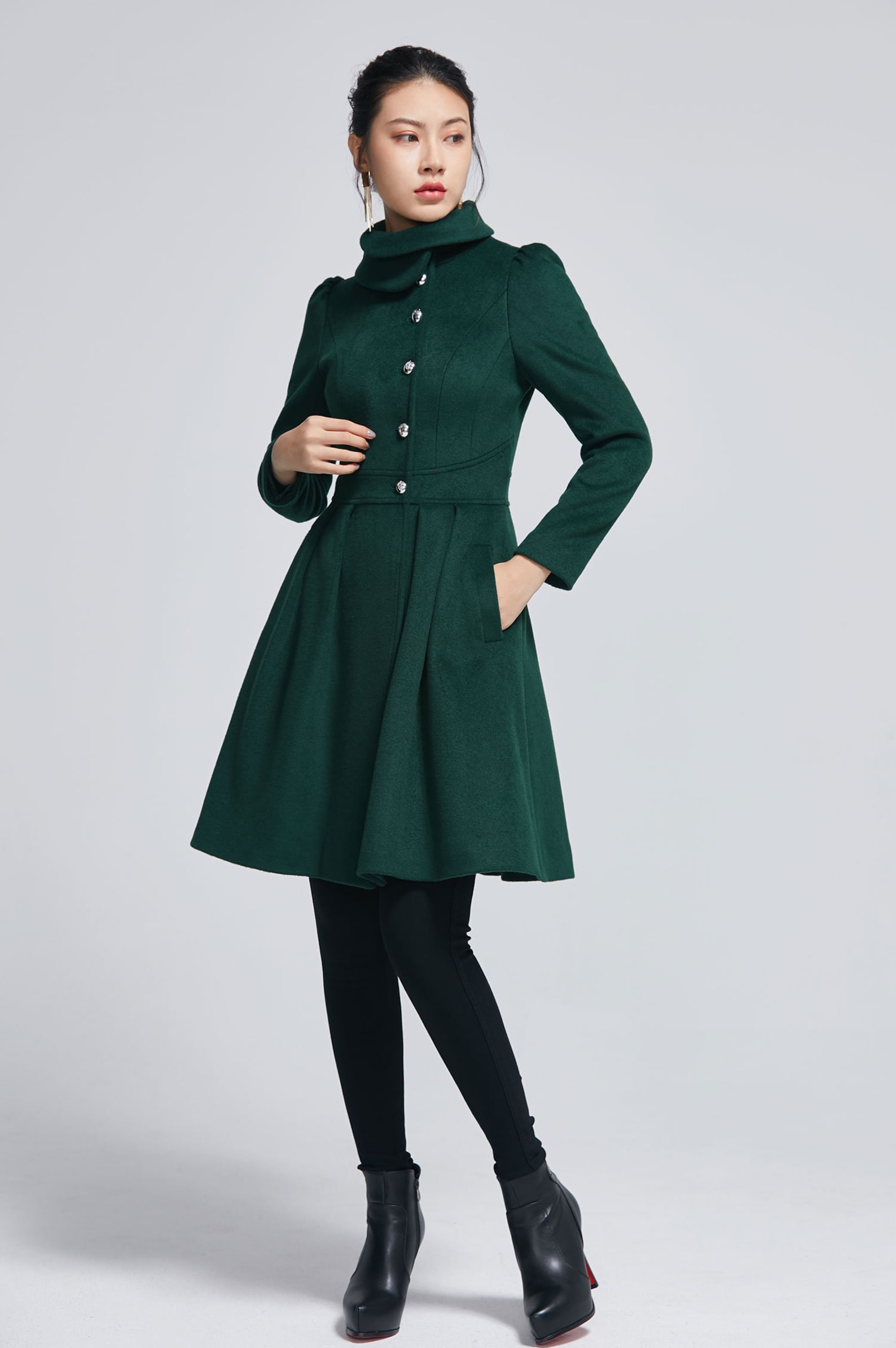 Princess Wool Coat, Button Coat, Fit and Flare Coat, Elegant Coat ...