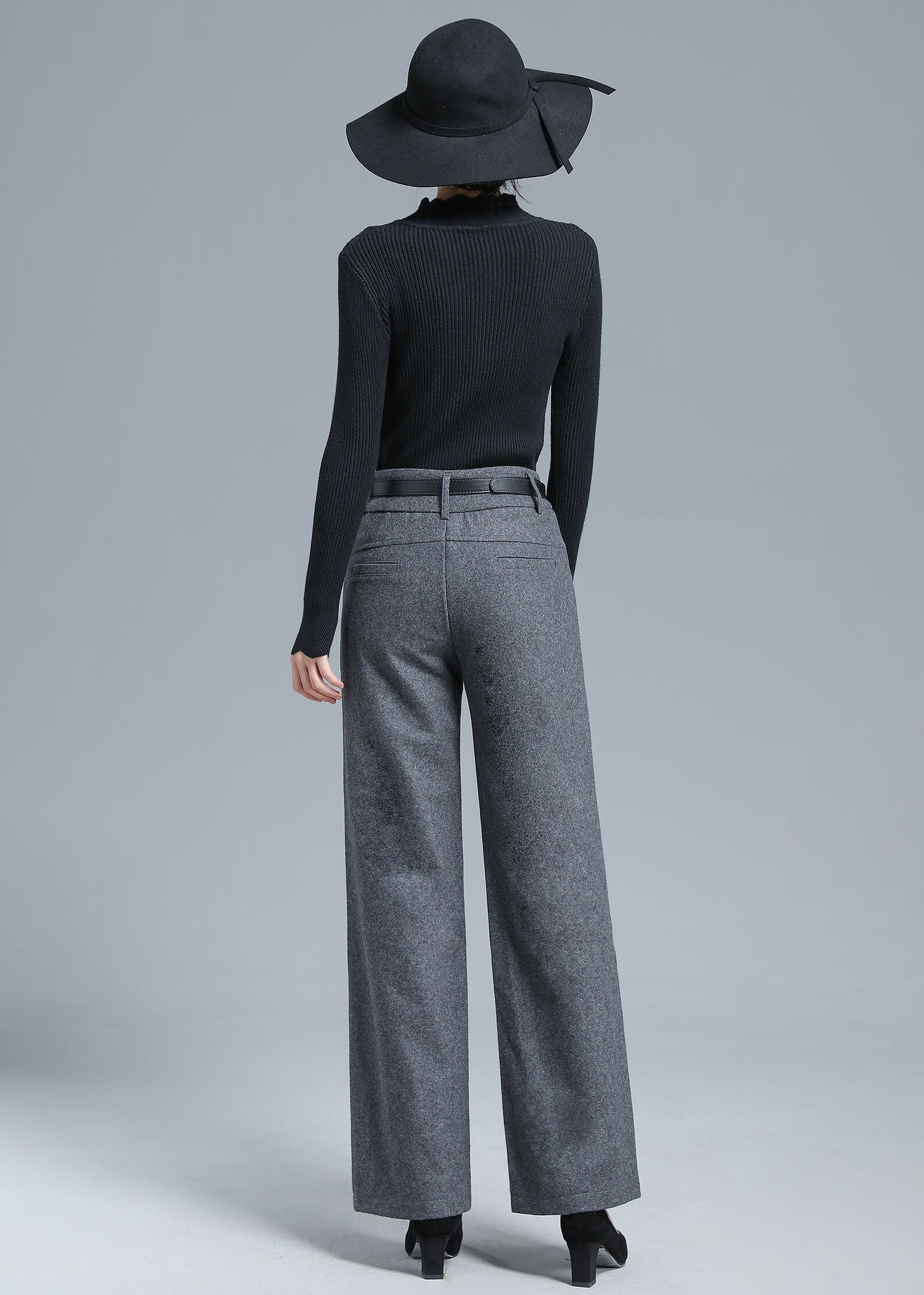 Warm Wool Long Pants, Winter Straight Leg Pants, High Waist Pants ...