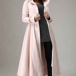 Pink Wool Coat, Women Coat, Maxi Coat, Winter Coat, Coat Dress, Hooded ...