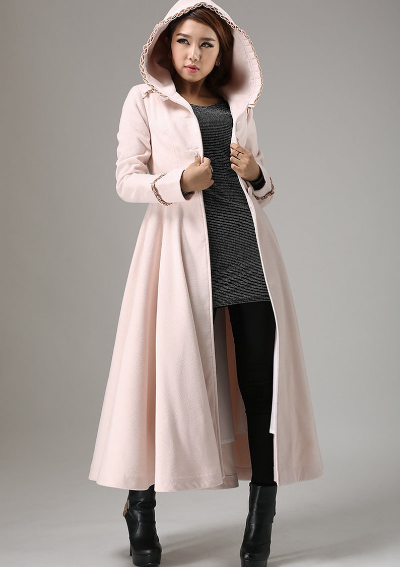 Pink Wool Coat Women Coat Maxi Coat Winter Coat Coat - Etsy
