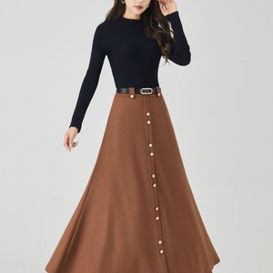 Long Wool Skirt, Maxi Wool Skirt, A-line Wool Skirt, Brown Wool Skirt, Womens Wool Skirt, Warm ...