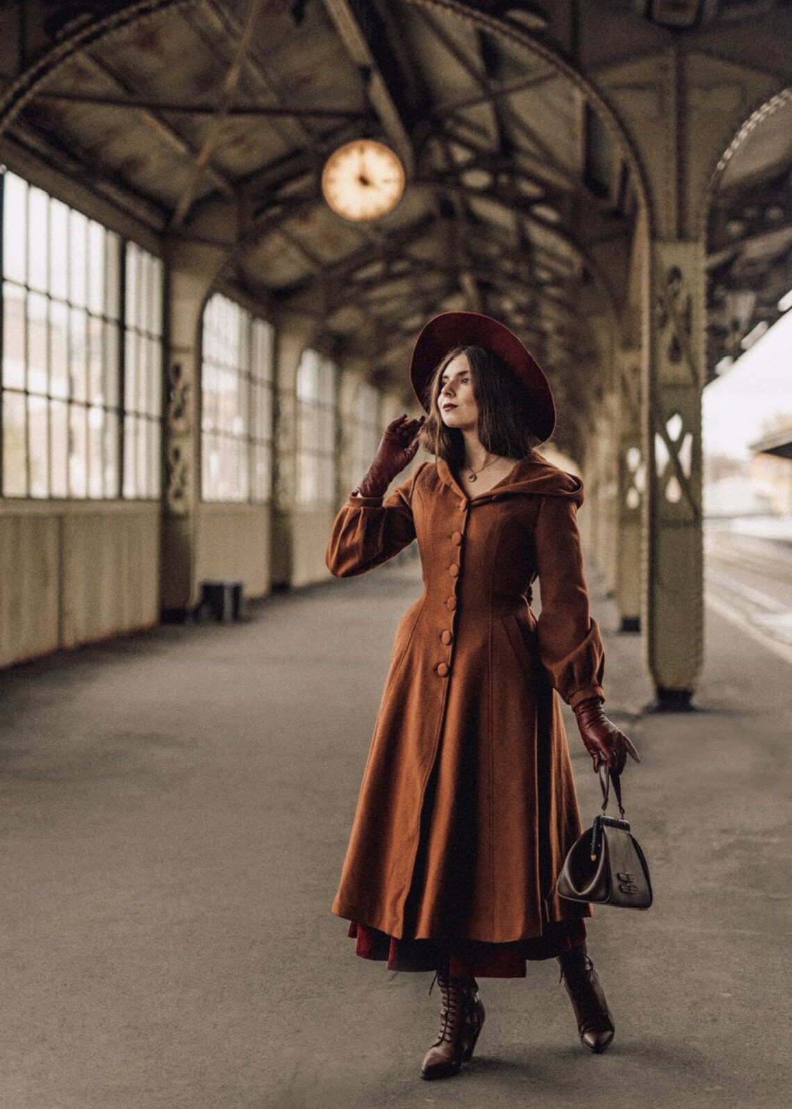 Dark Brown Hooded Wool Coat Women Warm Coat Women Long Wool | Etsy