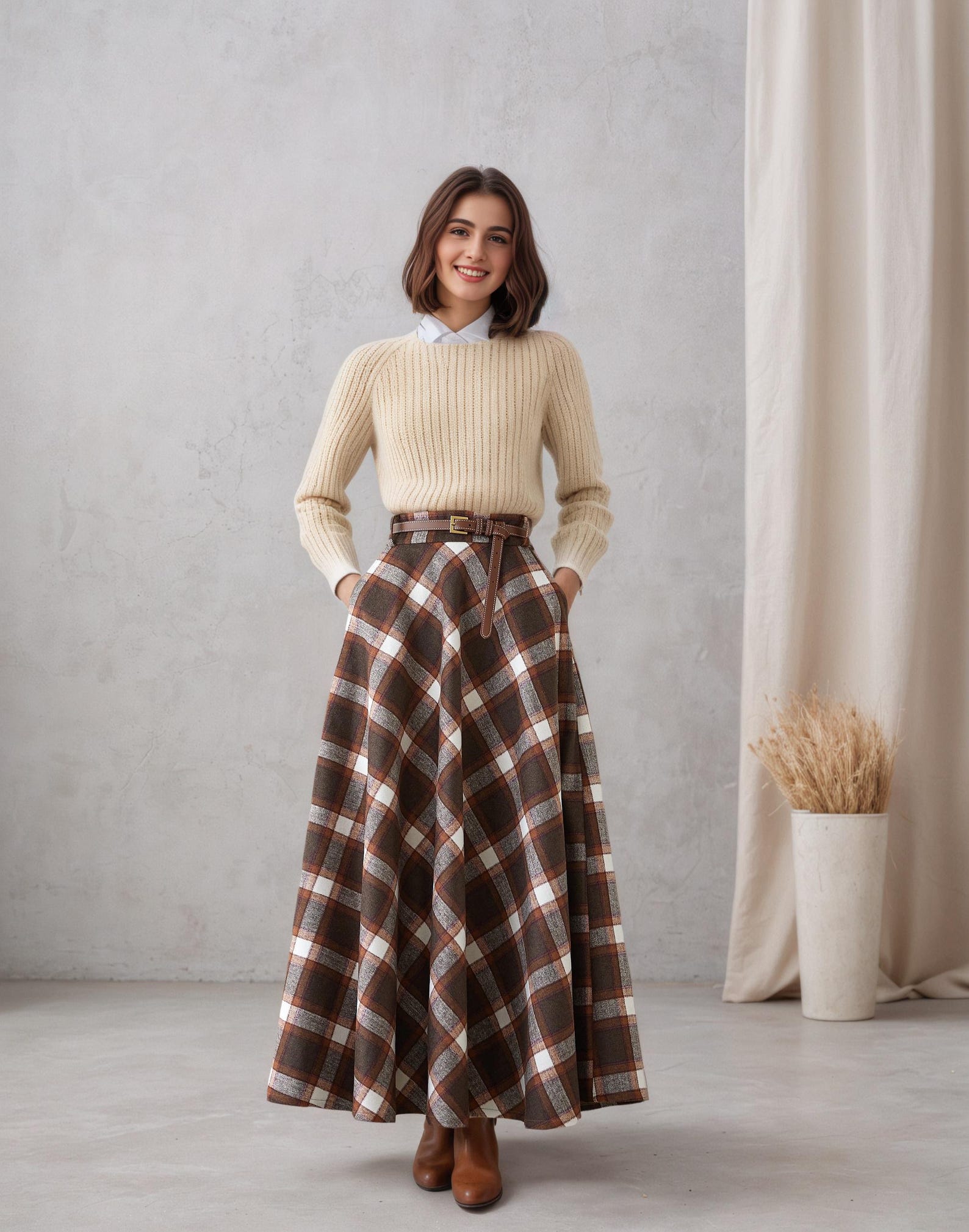 Tartan Wool Skirt, Long Wool Skirt, Maxi Wool Plaid Skirt for Women, A ...