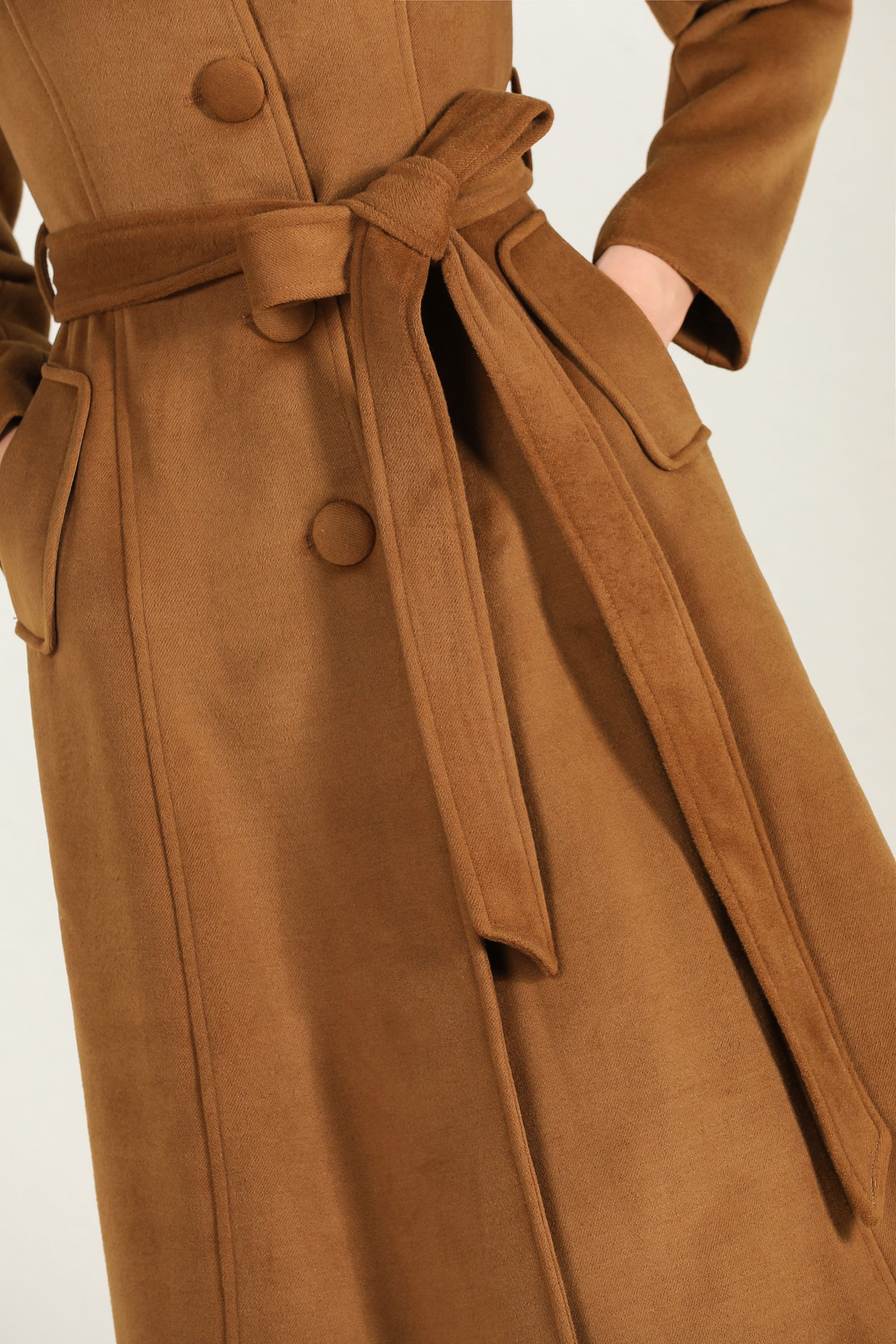 A-line Wool Coat: Handmade Brown Winter Outwear, Long Maxi Trench ...