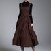 Linen Pinafore, Linen Pinafore Dress, Brown Linen Midi Dress, Women's ...