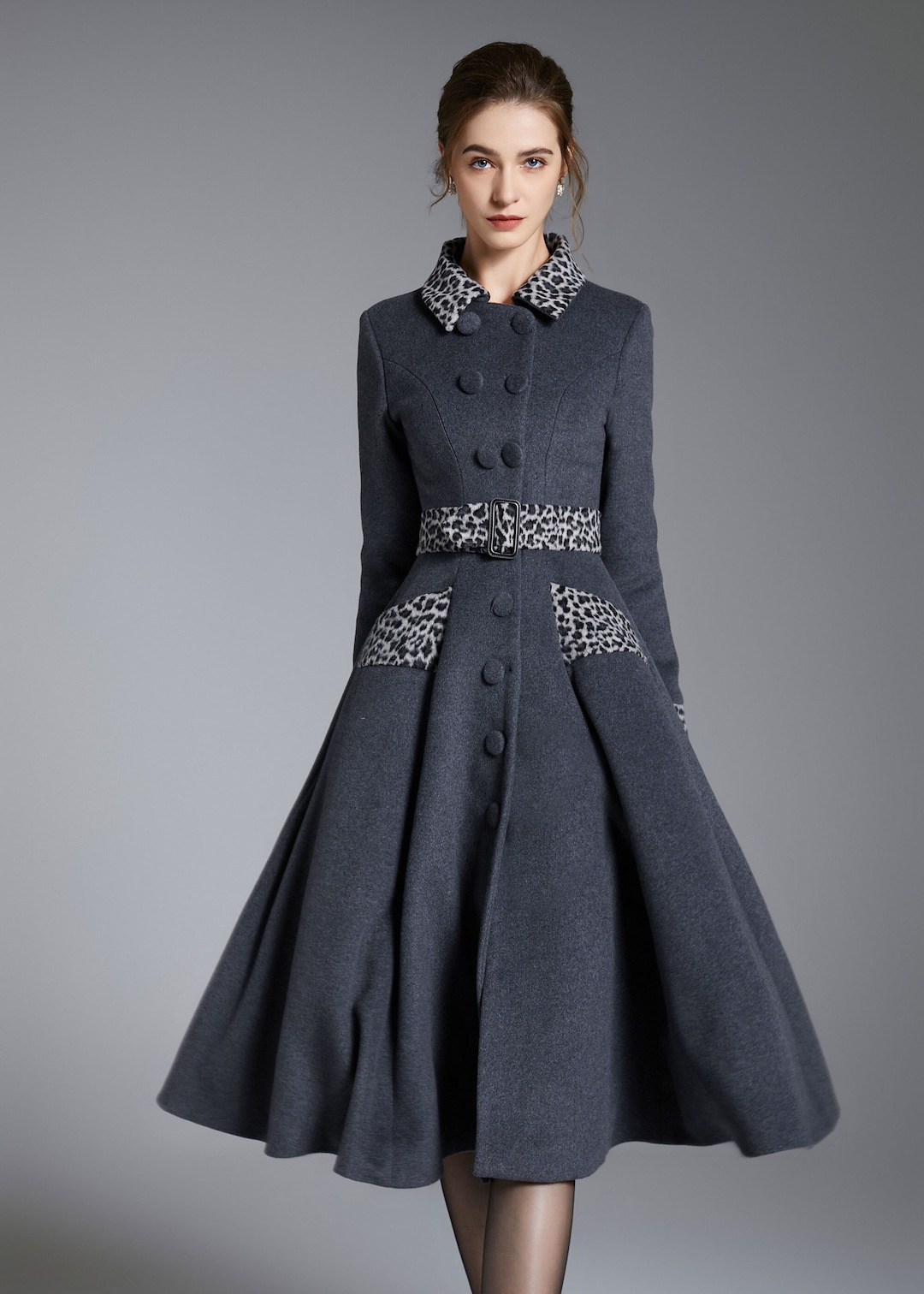 Womens Wool Maxi Winter Long Swing Coat, Gray Wool Coat, Swing Warm ...