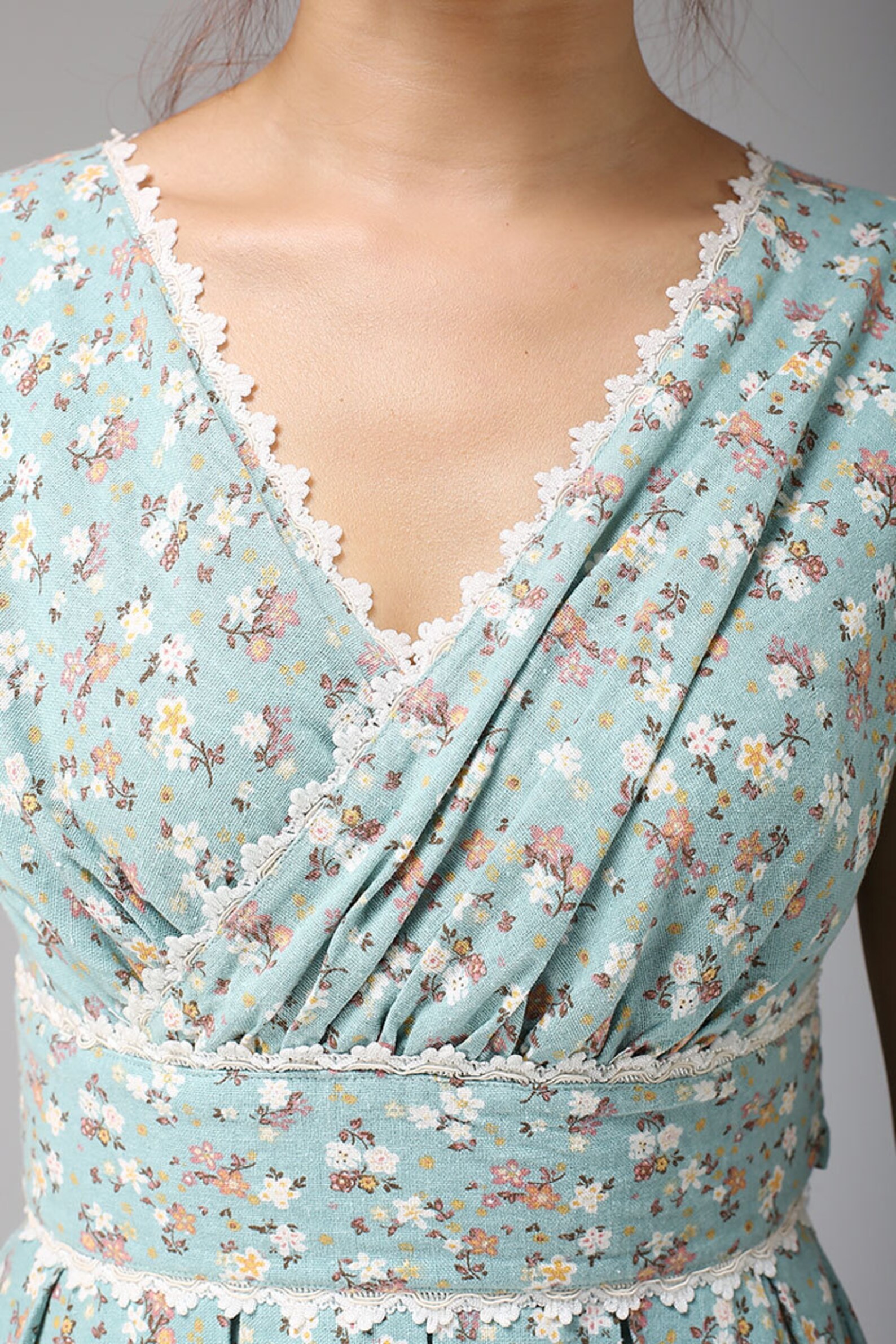 Empire waist Linen maxi Cottagecore dress Modest Linen dress | Etsy