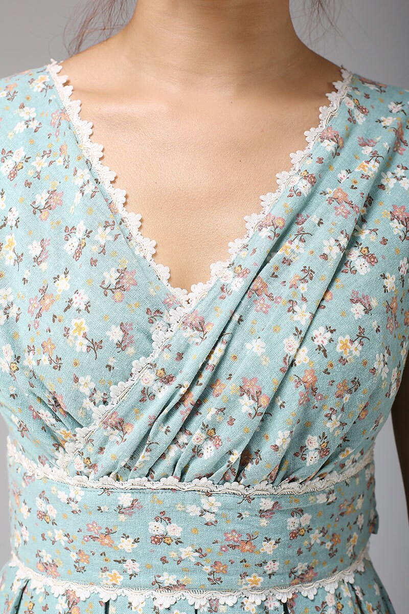 Empire waist Linen maxi Cottagecore dress Modest Linen dress | Etsy