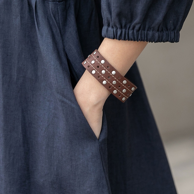 Swing Linen Shirt Dress, Button Front Shirtdress With Pockets, High ...