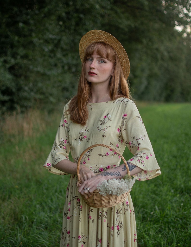 Vintage Inspired Floral Cottagecore Dress Long Linen Dress - Etsy