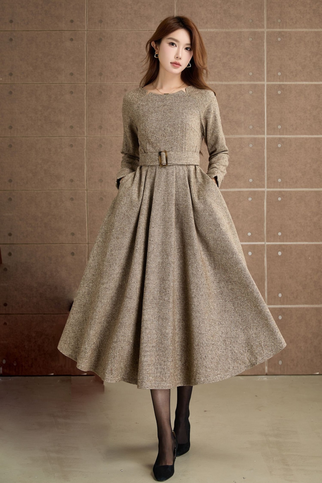 Wool Dress, Midi Dress, Womens Long Wool Dress, Fall Winter Dress Women ...