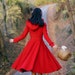 A Little Red Riding Hood Wool Coat, Long Wool Coat, Vintage Inspired ...