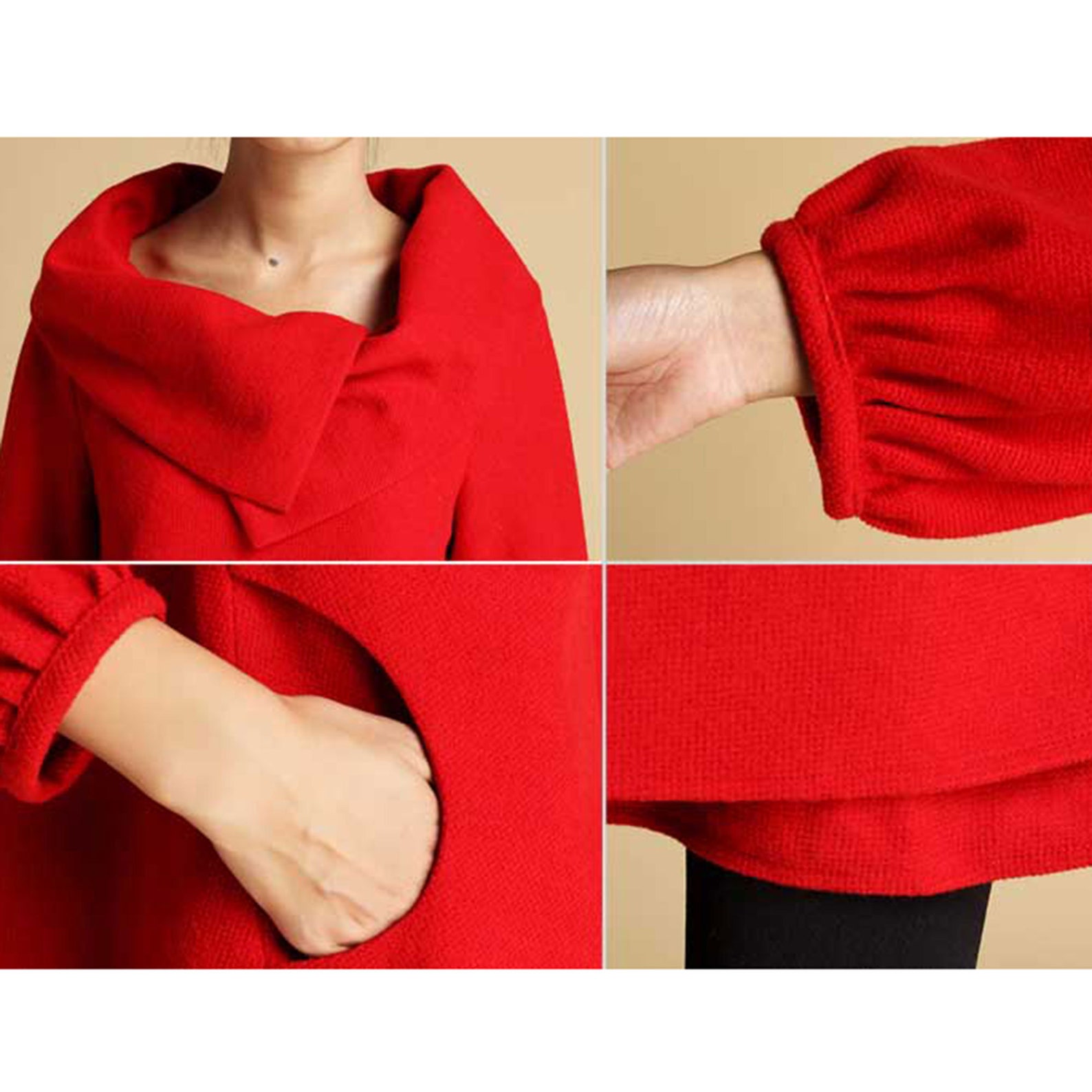 Wool Dress Winter Wool Tunic Dress Women Red Swing Wool - Etsy