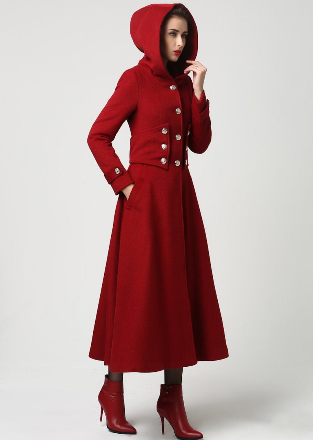 Long Wool Coat, Winter Coat Women, Hooded Wool Coat, Wool Coat Women ...