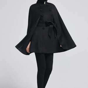 Vintage Inspired Wool Cape Coat With Stand Collar, Wool Cape Coat ...