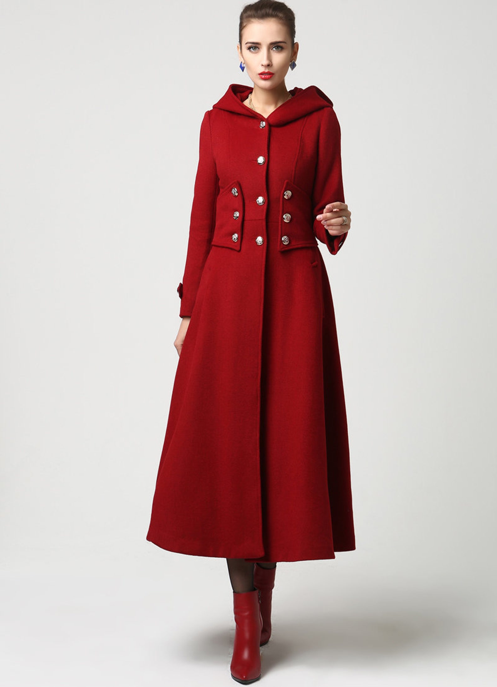 Long Wool Coat Winter Coat Women Hooded Wool Coat Wool Coat | Etsy