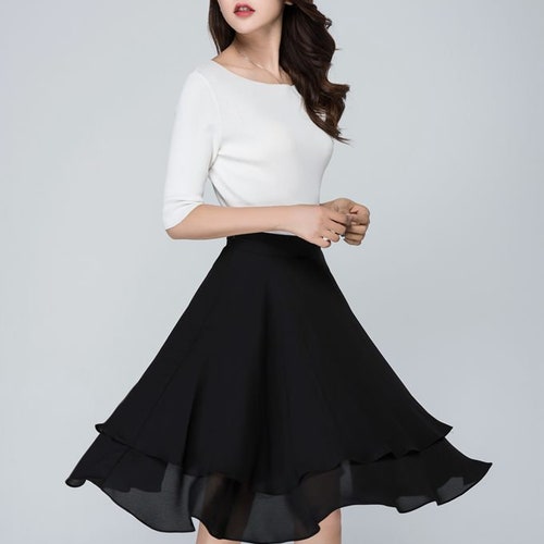 Summer Gray Swing Chiffon Skirt Long Skirts for Women High - Etsy
