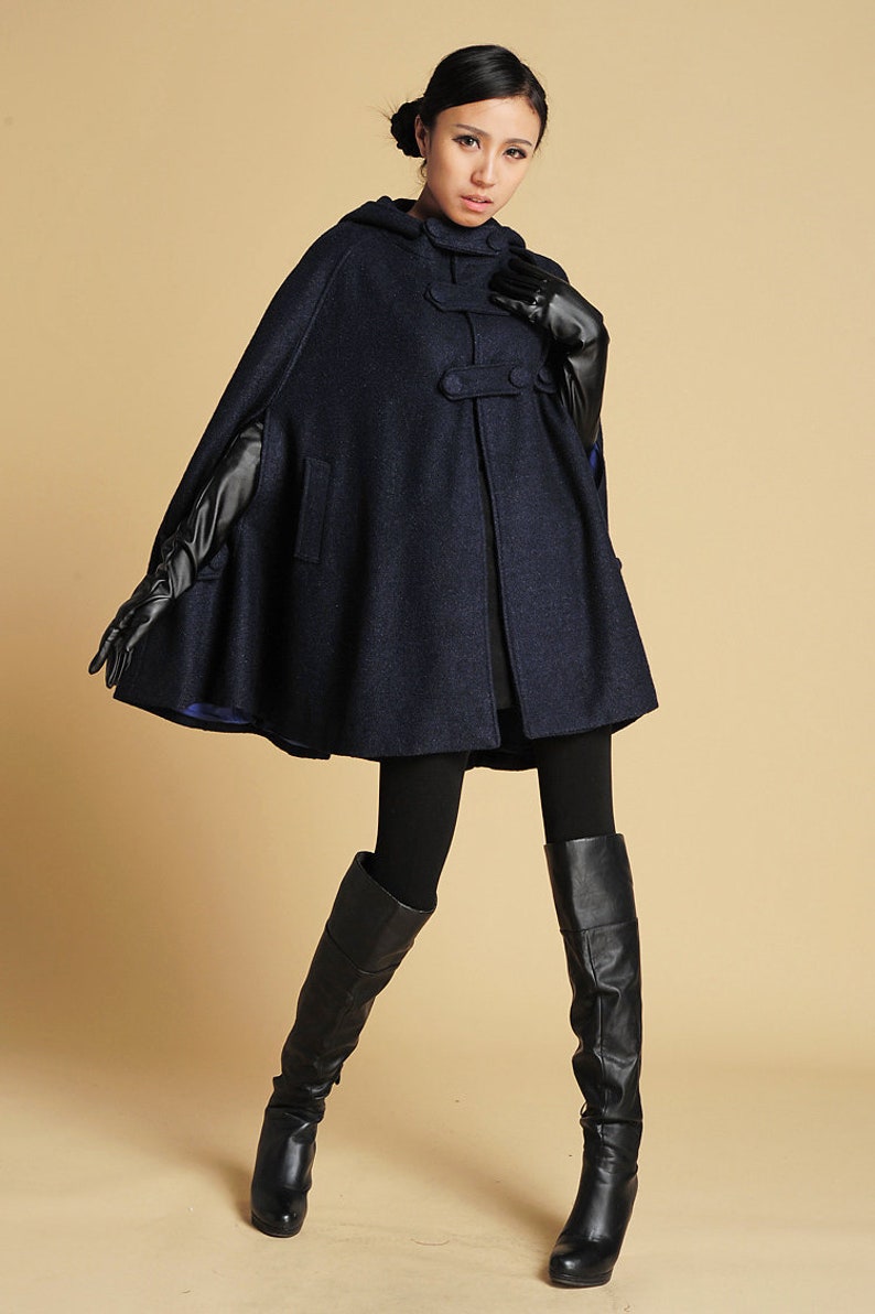 Hooded Wool Cape Coat Autumn Winter Wool Cloak Coat - Etsy