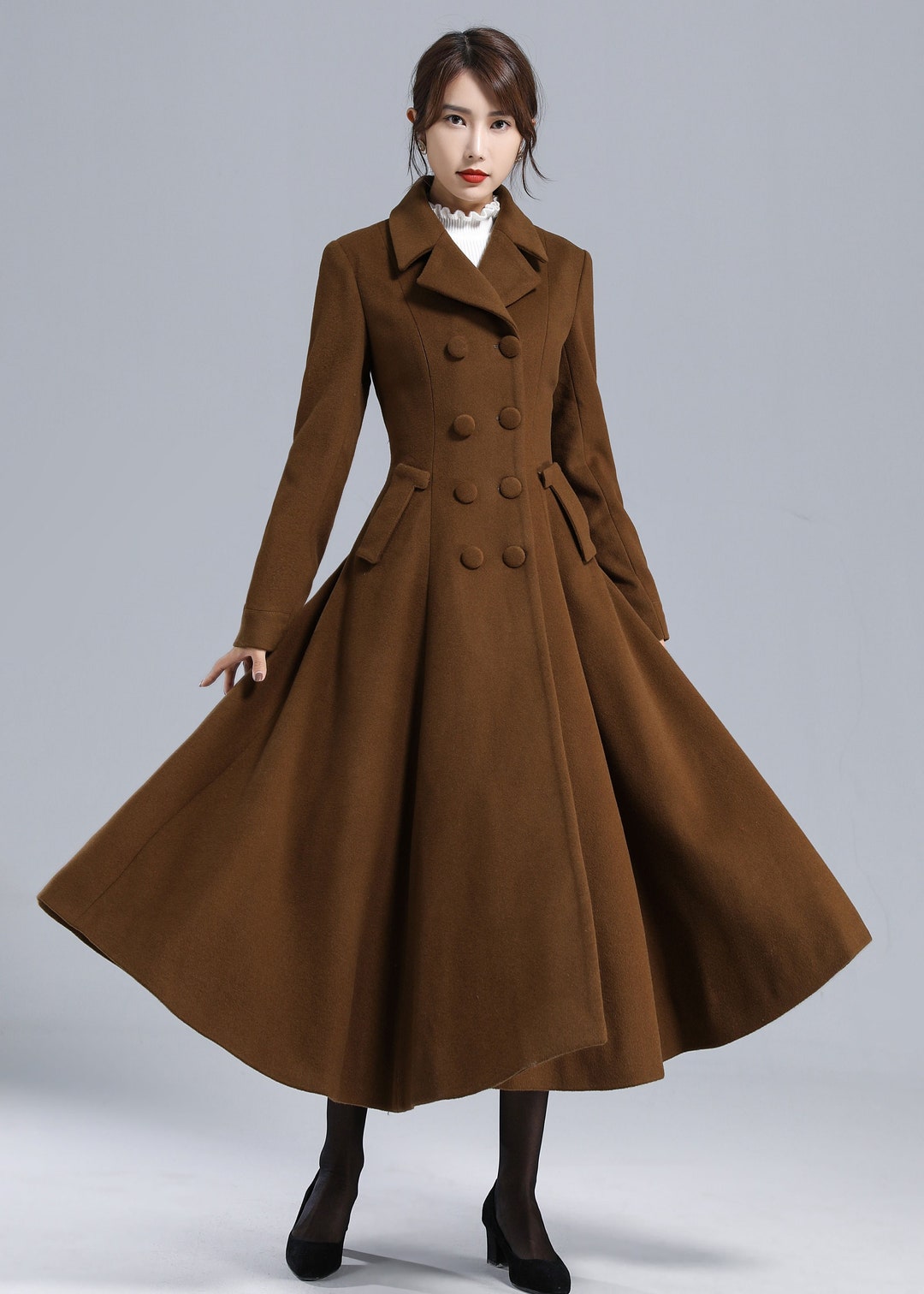 Vintage Inspired Maxi Wool Coat, Women's Wool Coat Women, Warm Winter ...