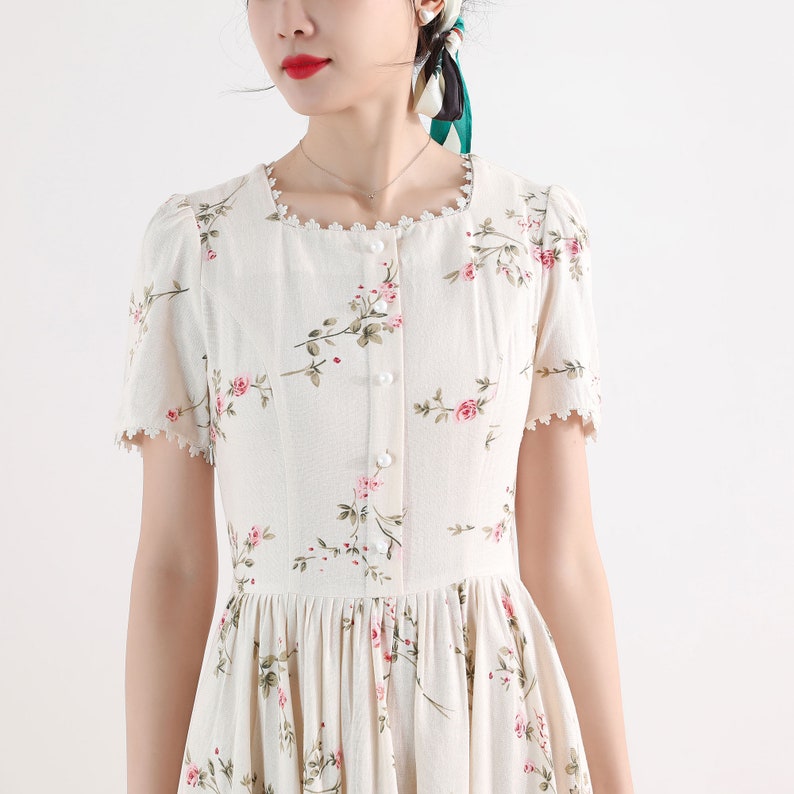 Flower Linen Maxi Dress Linen Dress Linen Shirt Dress Short - Etsy