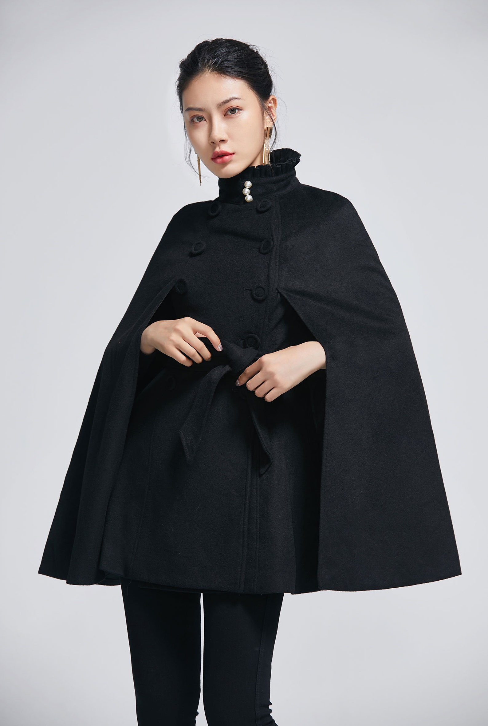 Vintage Inspired Wool Cape Coat With Stand Collar Wool Cape - Etsy