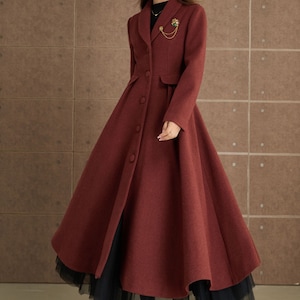 Women Maxi Wool Coat, Winter Warm Long Coat, Swing Coat Dress, Princess ...