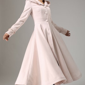 Pink Wool Coat, Women Coat, Maxi Coat, Winter Coat, Coat Dress, Hooded ...