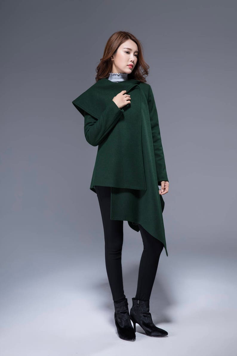 Wool Coat Asymmetrical Coat Winter Coat Womens Cardigan Etsy