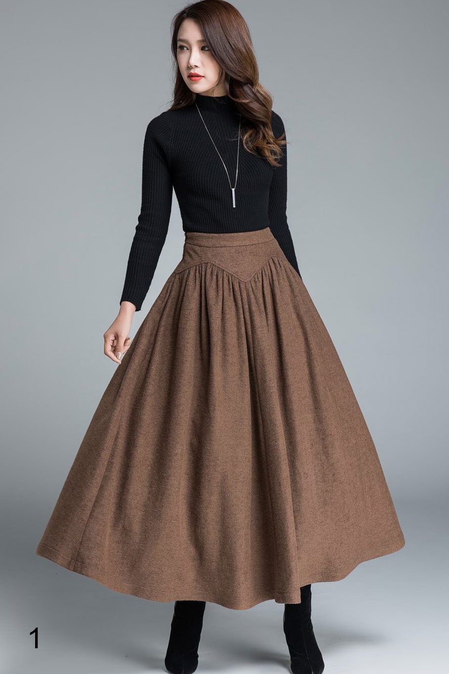 Vintage Inspired Long Wool Skirt Wool Skirt Women High Waist Etsy Uk