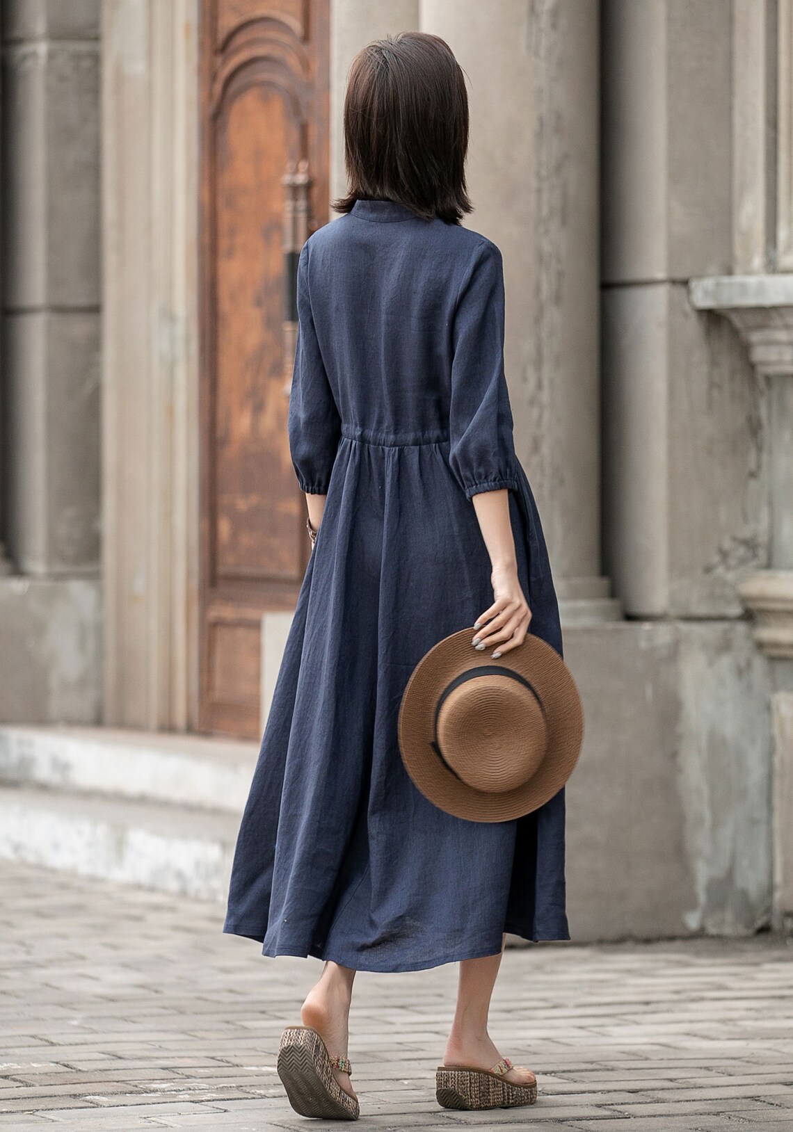 Swing Linen Shirt Dress Button Front Shirtdress With Pockets - Etsy