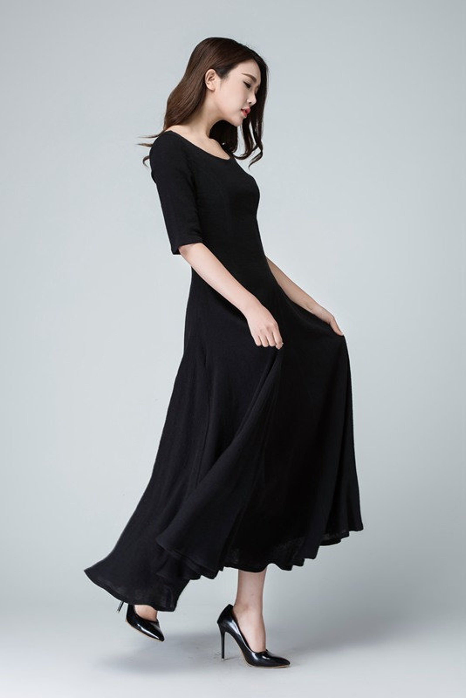 Black Linen Dress Linen Dress A Line Dress Maxi Dress - Etsy