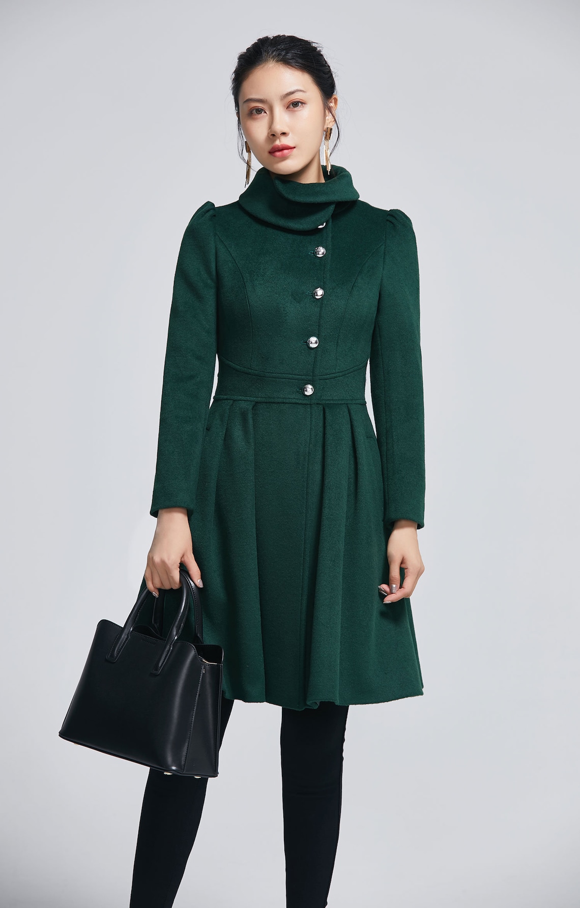 Princess Wool Coat Button Coat Fit and Flare Coat Elegant - Etsy