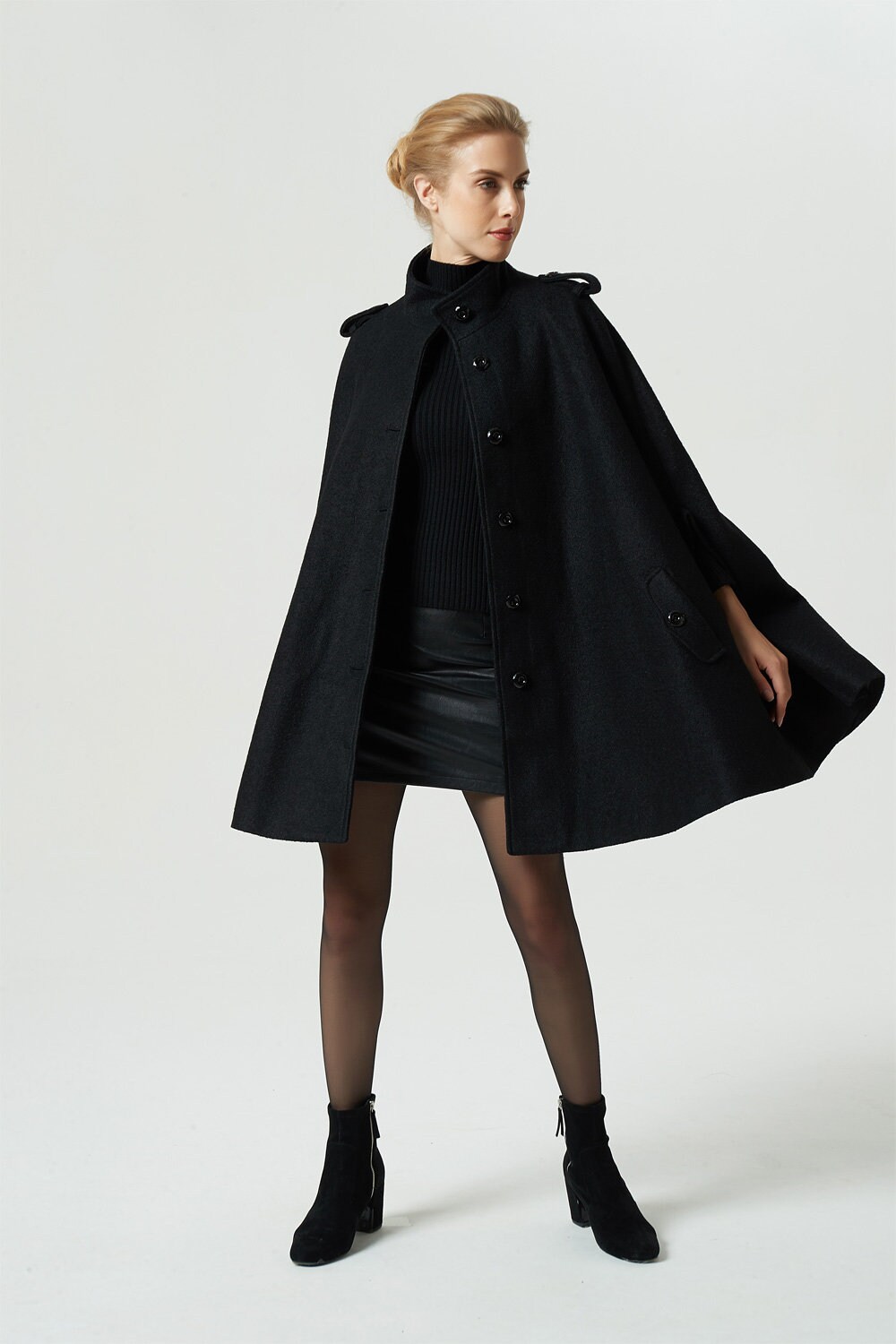 Womens lange wollen cape jas poncho cape winter cape winter - Etsy ...